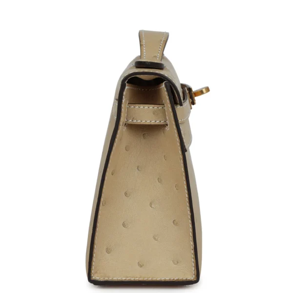 Hermès Kelly Pochette Trench Ostrich Gold Hardware - Oh My Handbags